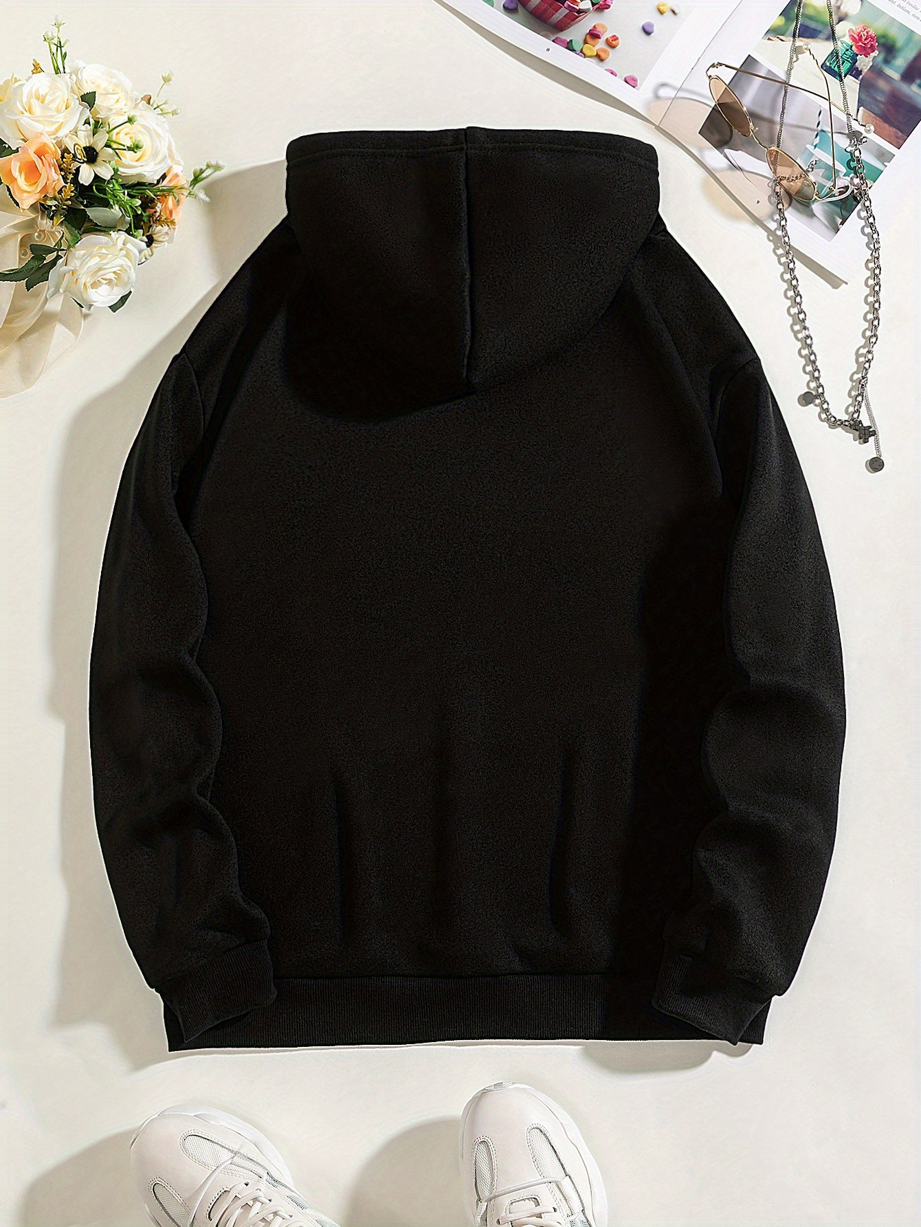 Letter Print Kangaroo Pocket Hoodie Casual Long Sleeve - Temu United Kingdom