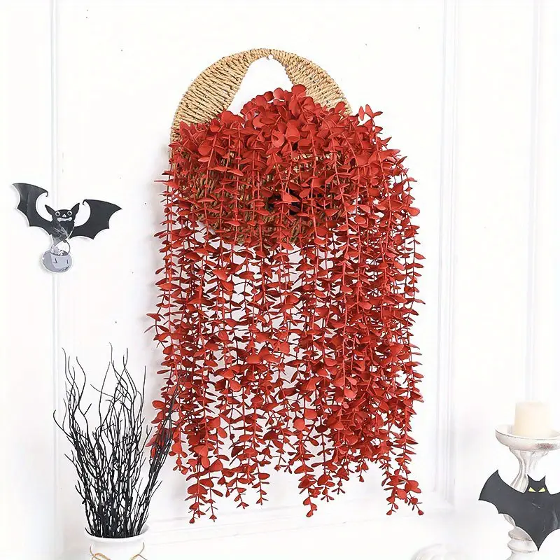 1pc 秋の人工吊り下げ植物、フェイク の葉の壁掛け植物、壁の部屋、屋内、屋外の棚の装飾、秋の感謝祭、ハロウィン、収穫祭の家の装飾、部屋の装飾