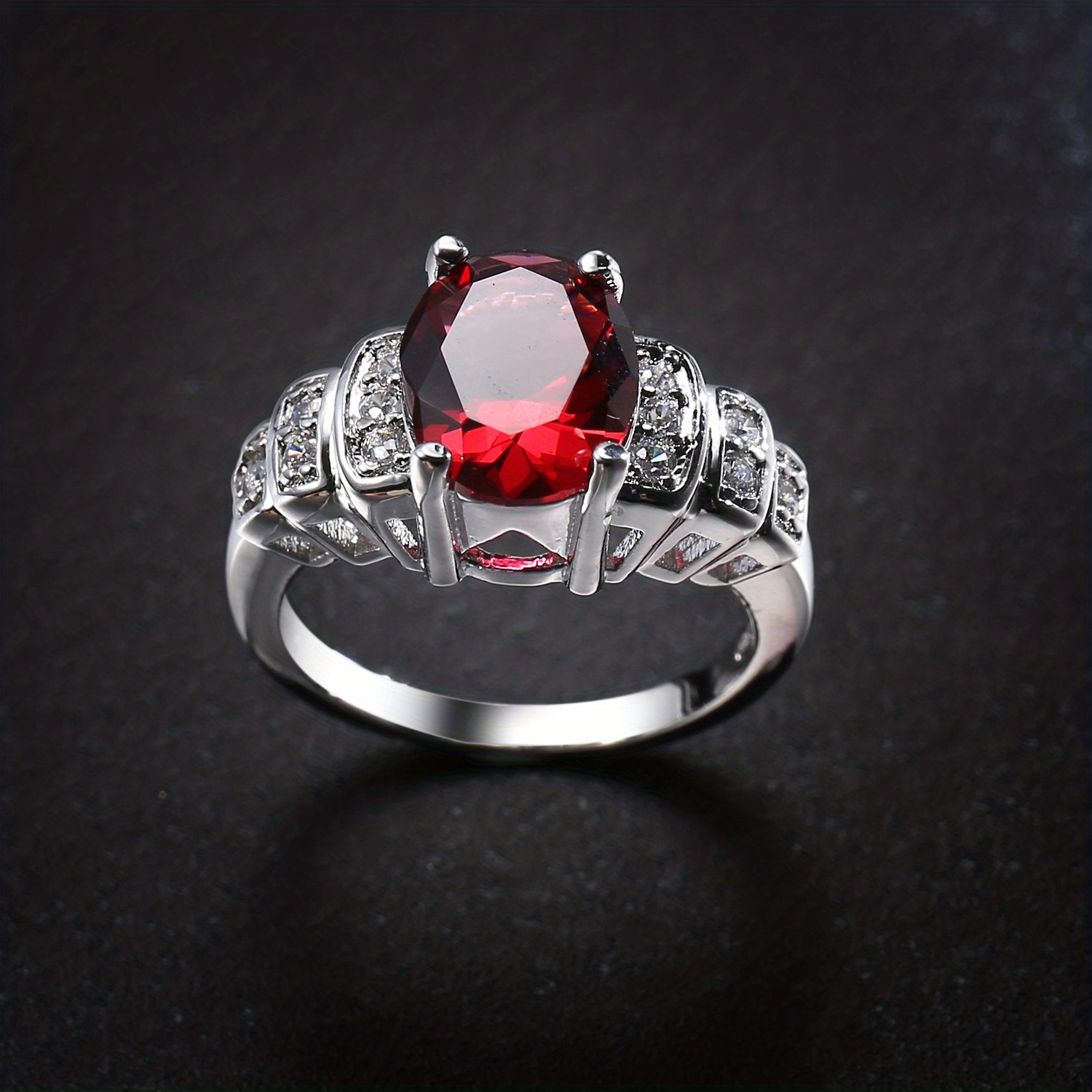 Men's Retro Trendy Finger Ring Oval Ruby Zirconia Exquisite - Temu ...