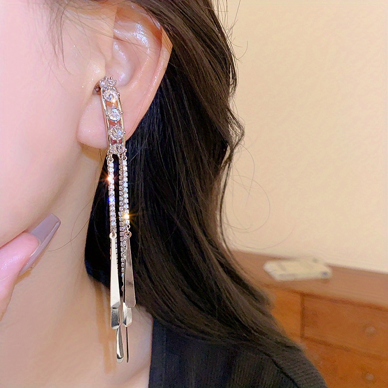Delicate Ear Cuff Long Tassel Design Embellished Zircon - Temu Norway