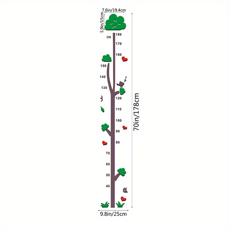 3d height chart wall sticker tree pattern acrylic growth - Temu Australia