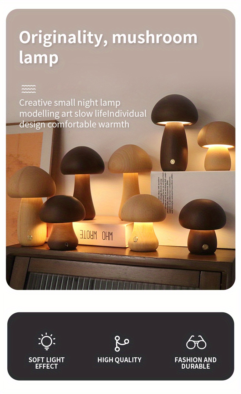Led Creative Mushroom Table Desk Lamp Bedroom - Temu United