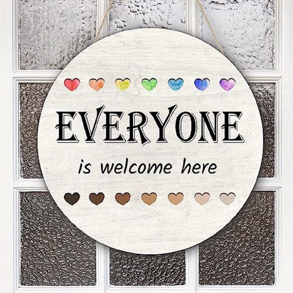 Everyone Welcome House Sign Rainbow Heart Door Hanger - Temu Australia