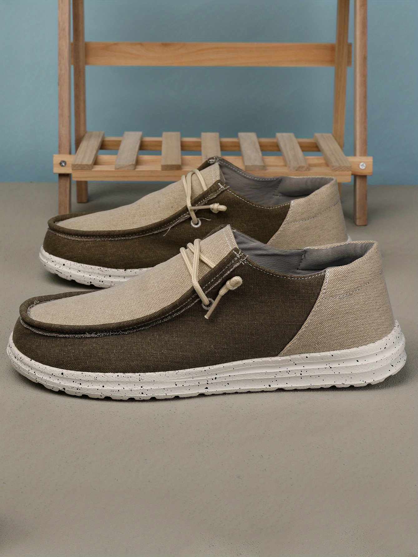 Mens Canvas Shoes With Shoelaces Breathable Lightweight Non Slip Slip ...