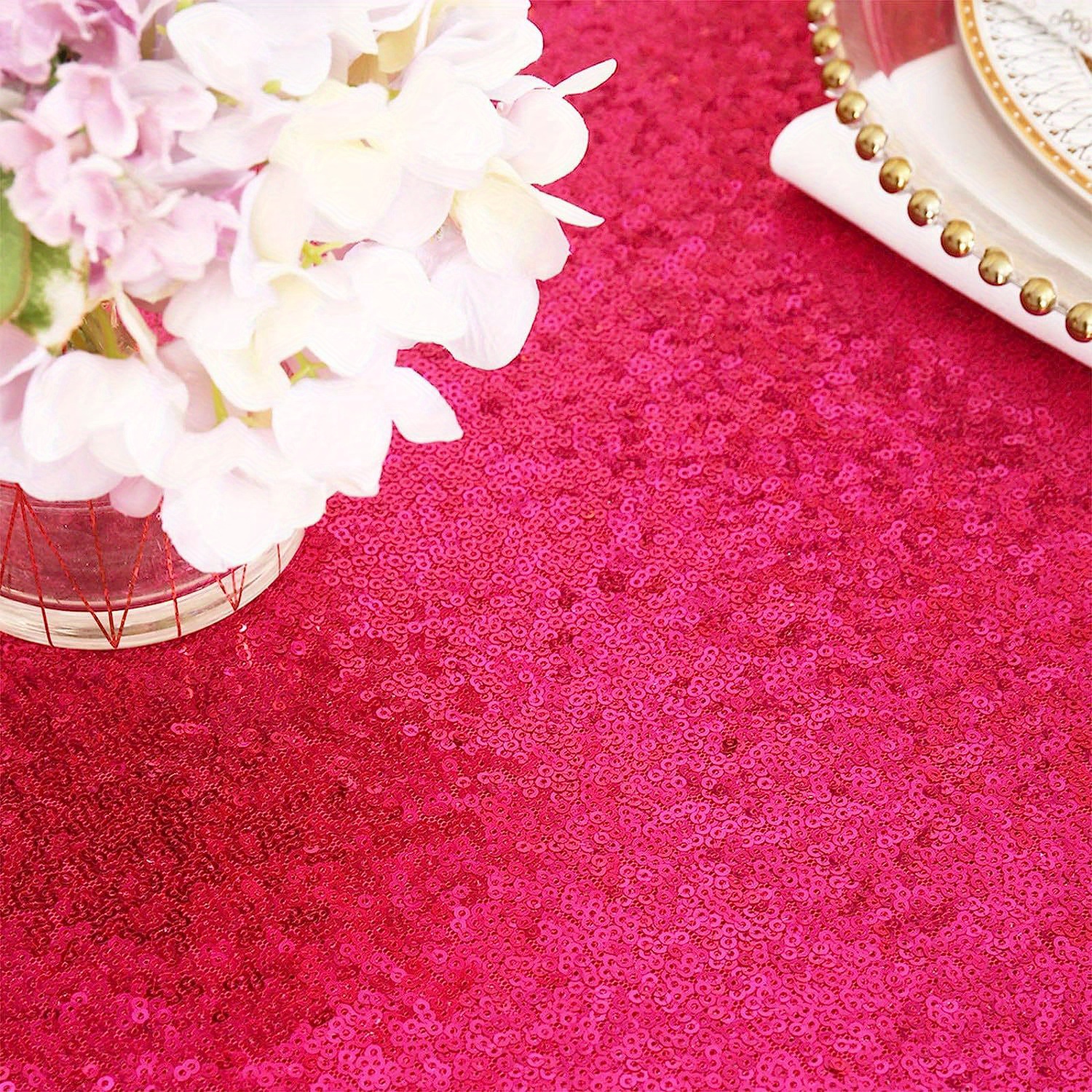 Hot Pink Sequin Tablecloth Rectangular Sparkly Drape Table - Temu Denmark