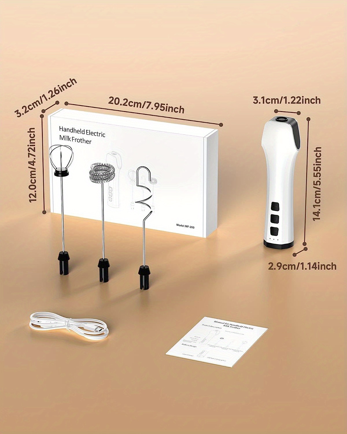 Handheld Milk Frother Usb Rechargeable Milk Foam Maker Whisk - Temu ...