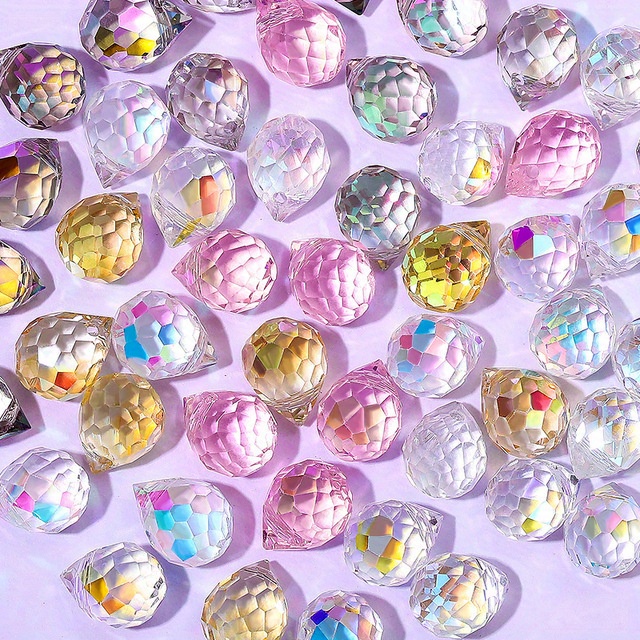 30pcs 크리스탈 공 031 8mm 프리즘 태양 포수 무지개 매력 창 매달려 인공 크리스탈 유리 구슬 Temu
