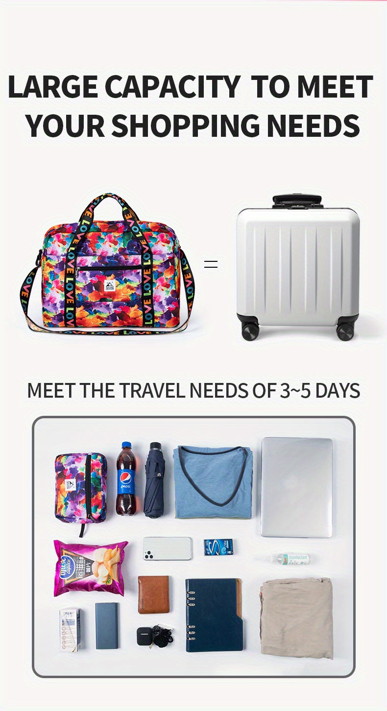 Printed Travel Bag Zipper Luggage Storage Carry Bag - Temu
