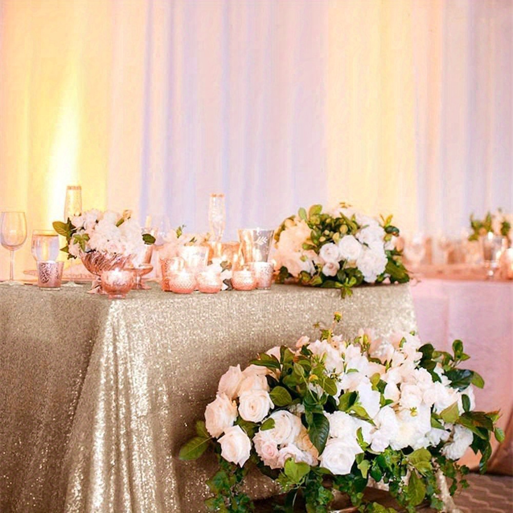 Champagne Sequin Tablecloth Rectangular Sparkly Drape Table - Temu