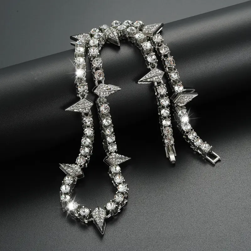 Hip Hop Punk Style Rhinestones Cuban Chain Nail Design Temu Netherlands