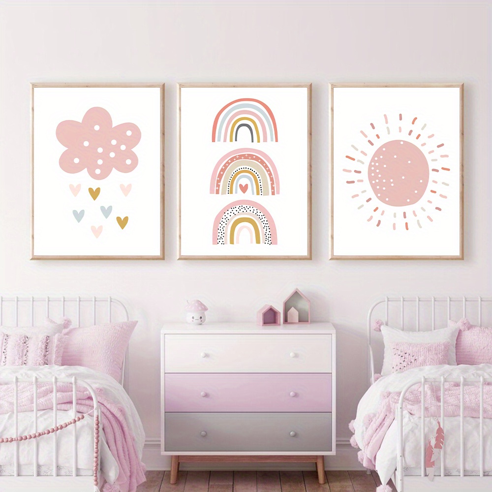 Pink Wall Art Sunshine Painting Poster Rainbow Canvas - Temu Australia