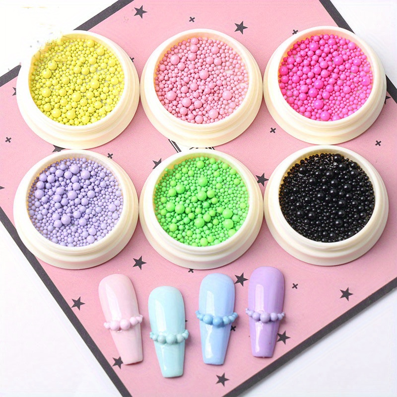 Fluorescent Macaron Colored Nail Art Beads Sizes - Temu Norway