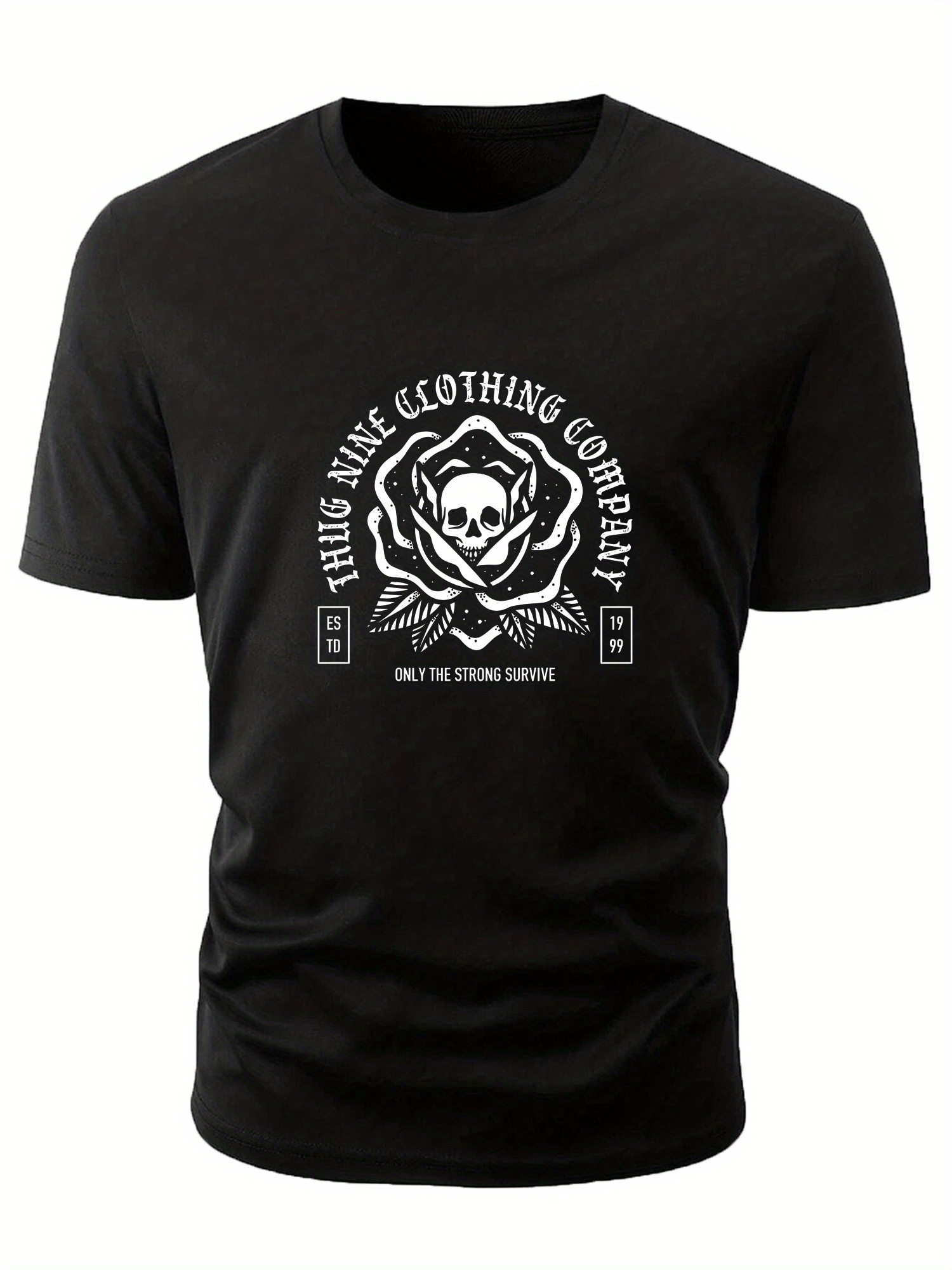 Summer Trendy Men's Skull In Flower Graphic Print T shirt - Temu