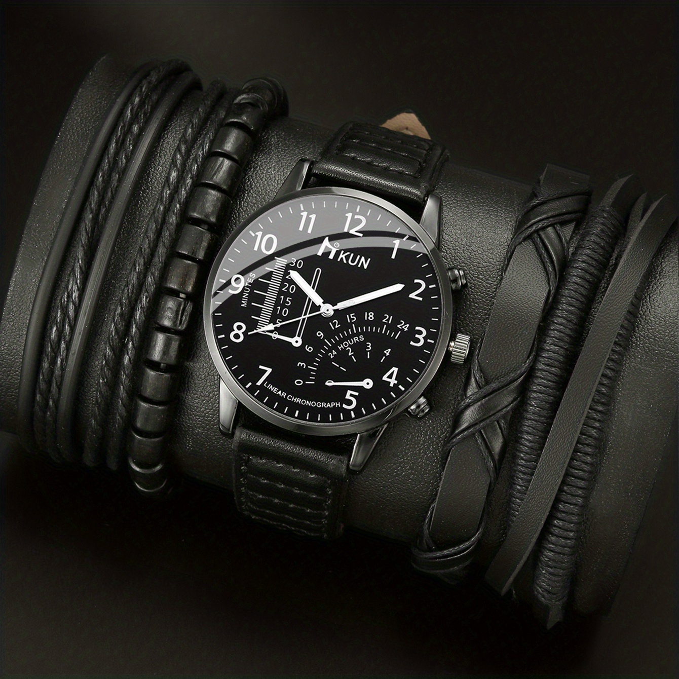 Men's Round Fashion Belt Quartz Wrist Watch - Temu Norway