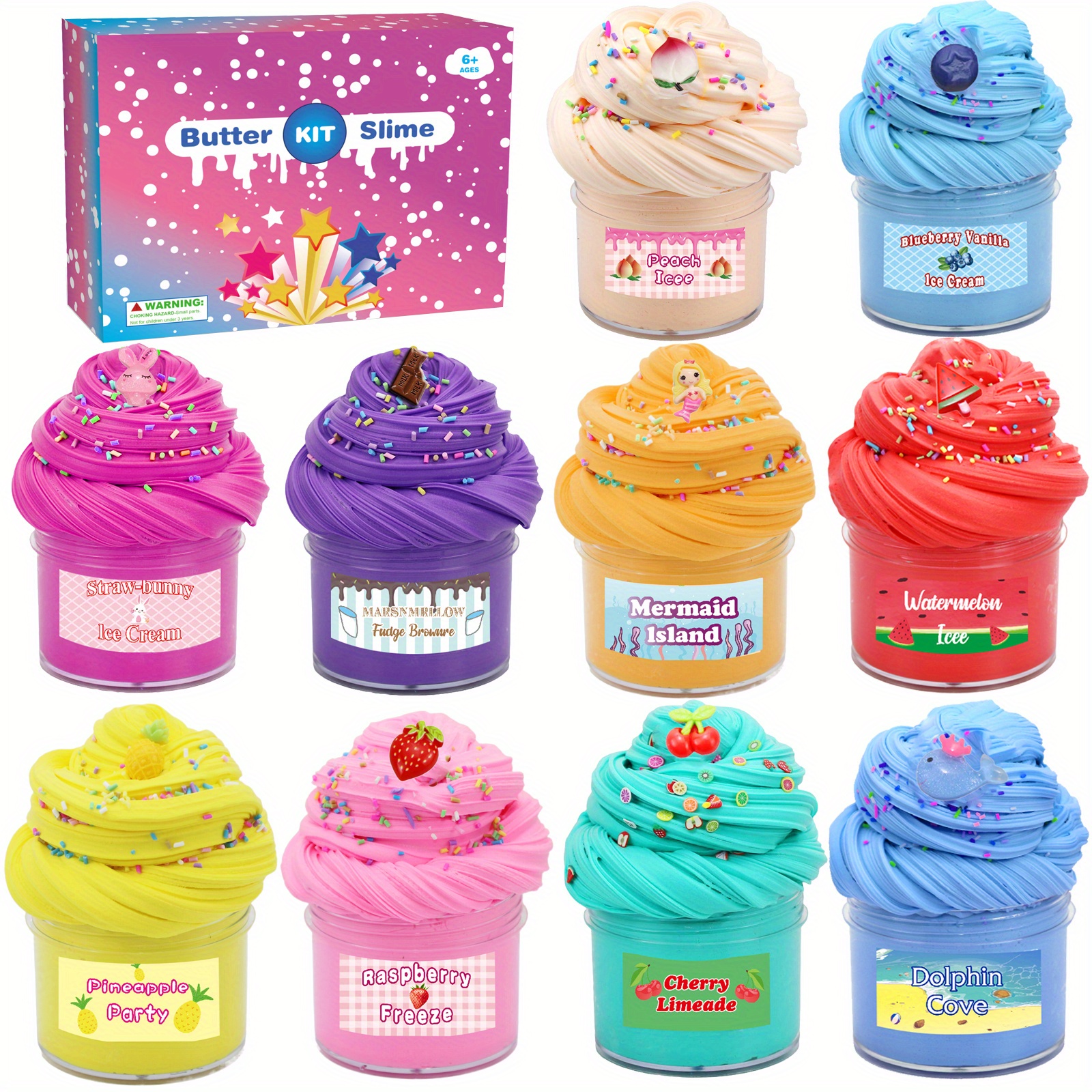 10 60ml Slime Set Colored Clay Toys Butter Mud Stress Relief Children ...