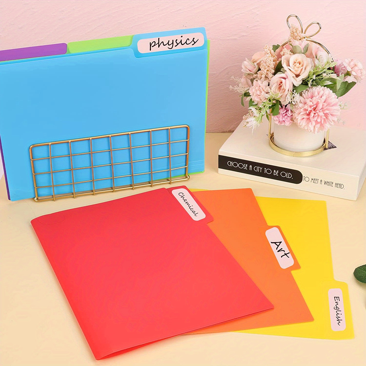6/ Plastic File Folders Colored Sticky Labels Heavy Duty - Temu Australia