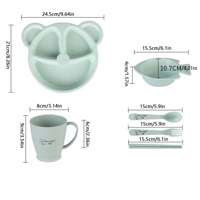 Household Kitchen Wheat Straw Cartoon Divided Dining Plate - Temu Australia