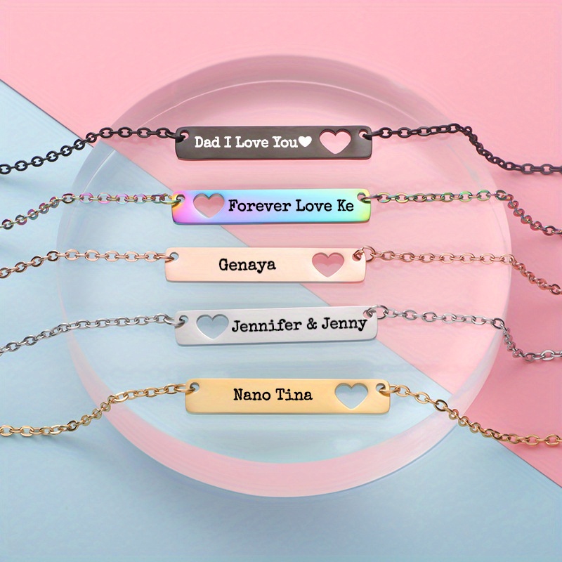 Personalized Titanium Stainless Steel Rectangular Shape - Temu Australia