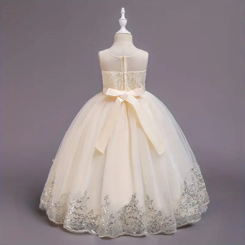 Gorgeous Sequin Trim Sleeveless Princess Dress Comfy Tutu Temu