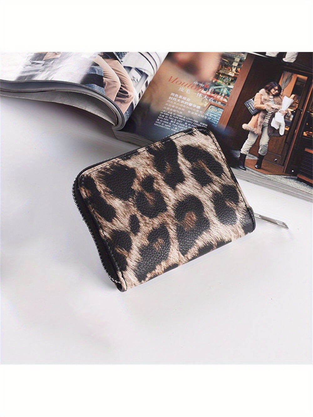 Leopard Pattern Clutch Wallet Women's Zipper Around Coin - Temu