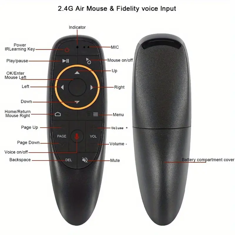 마우스 리모컨 24ghz 음성 6축 자이로스코프 센서 및 Ir 학습 무선 2aaa 배터리마이크 포함 Temu Korea