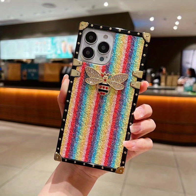 Luxury Fashion Design Rainbow Rhinestone Bee Glitter Square - Temu New Zealand