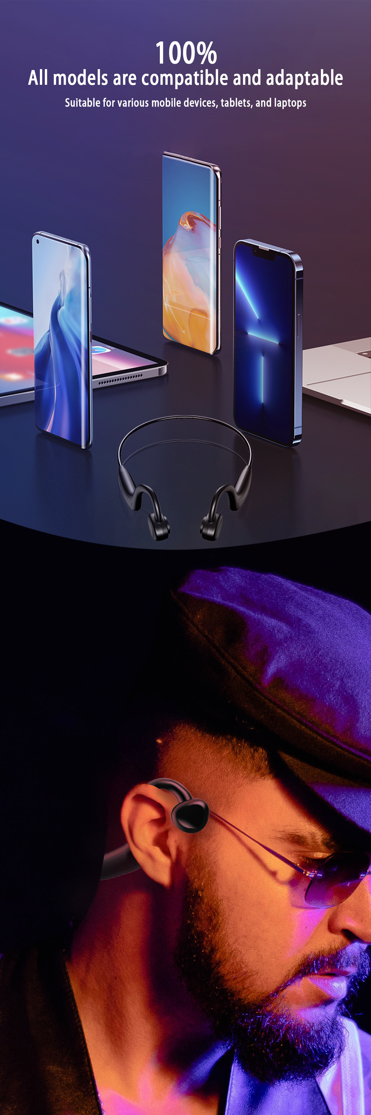 Air Conduction Wireless Bt Headset Large Capacity Standby - Temu New ...