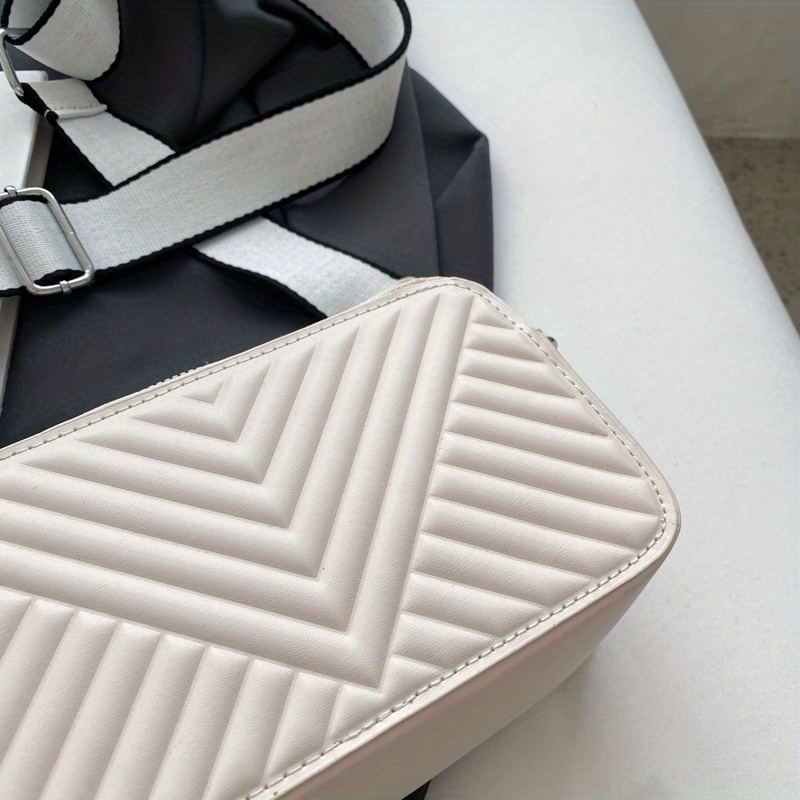 Fashion Chevron Embossed Crossbody Bag Small Square Purse - Temu