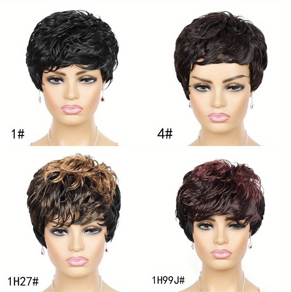 Short Curly Wig Synthetic Wigs Wig Bangs Women - Temu Canada