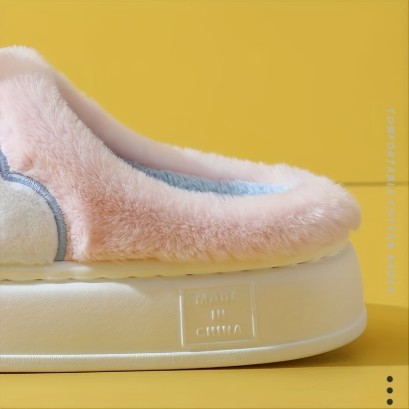 Cute Bunny Platform Fuzzy Slippers Cozy Winter Closed Toe - Temu ...