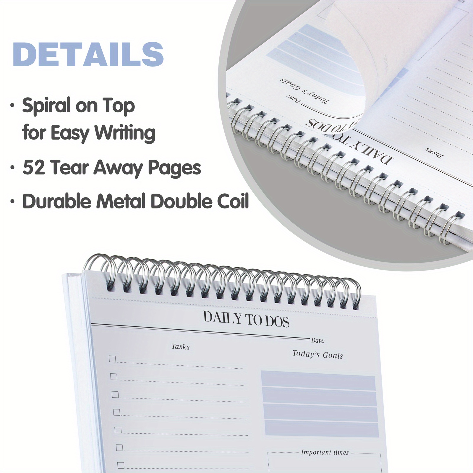 פנקס רשימות מתכנן יומי - רשימת משימות עם קטע יעדים והערות, הישאר מאורגן ...