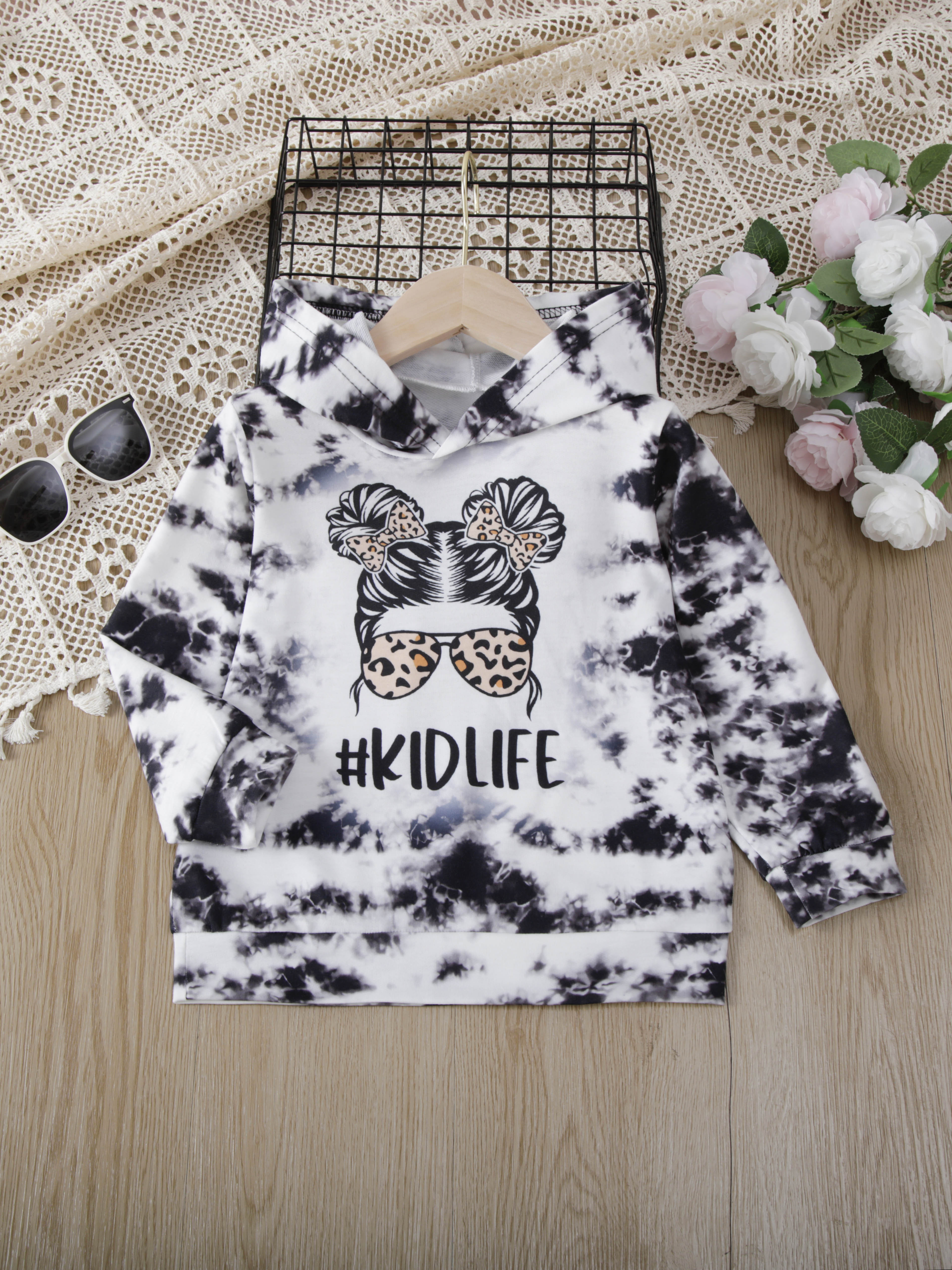 Girl's Hoodies Leopard Pretty Girl Print Hooded Sweatshirt - Temu Australia