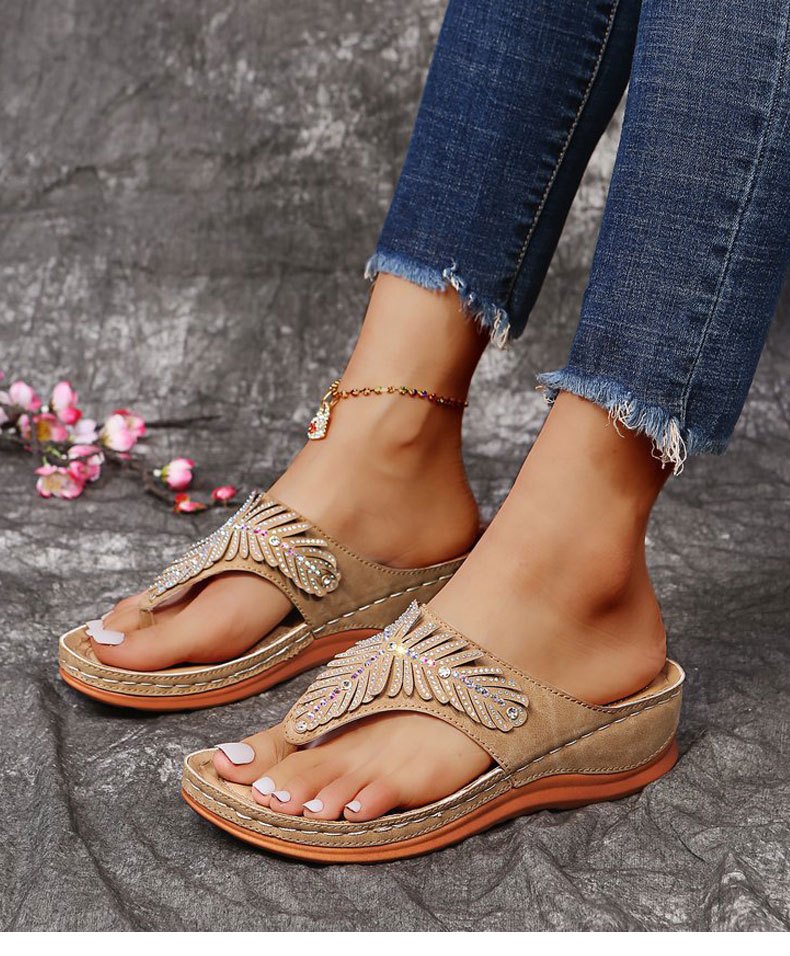 Open Toe Boho Casual Sandals Hollow Flip Flops Summer Wedge - Temu Norway