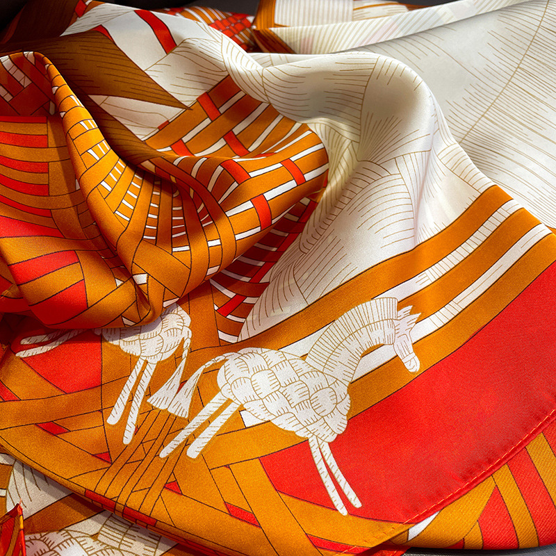 color block scarf orange abstract carriage print shawl - Temu New Zealand