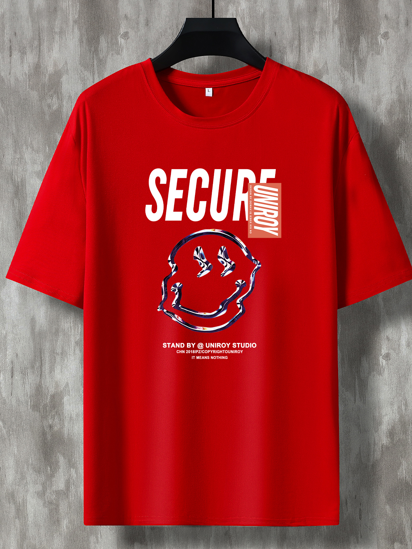 men's trendy oversized "secure" smile face print t shirt - Temu