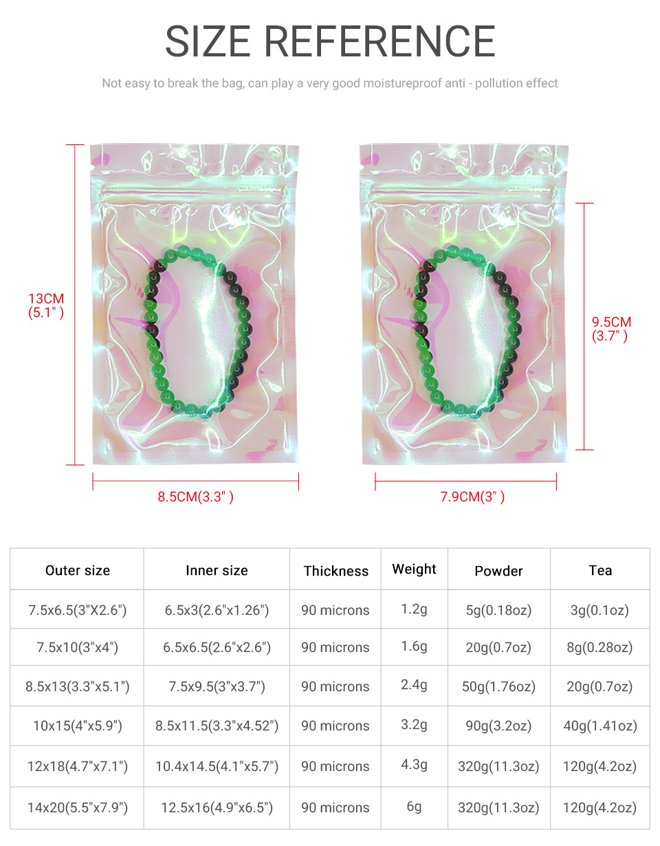 Irised Red Blue Clear Holographic Bags Resealable Bags Small - Temu ...