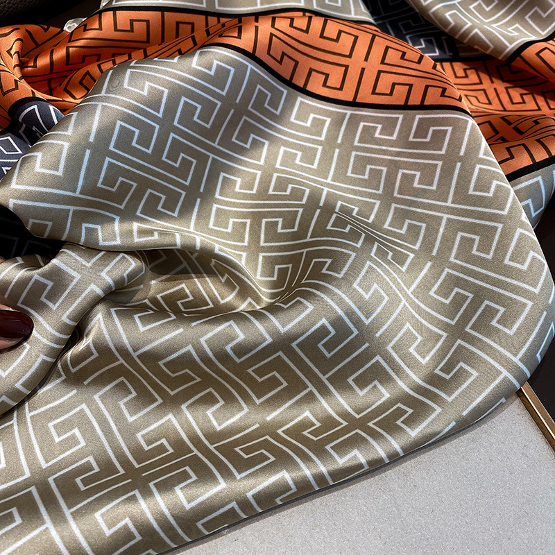 Geometric Satin Scarf Elegant Large Shawl Women - Temu Norway