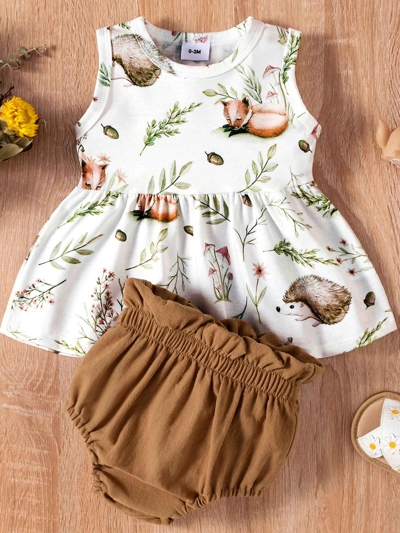 Baby Girls Casual Animal Print Peplum Top Shorts Set - Temu Norway