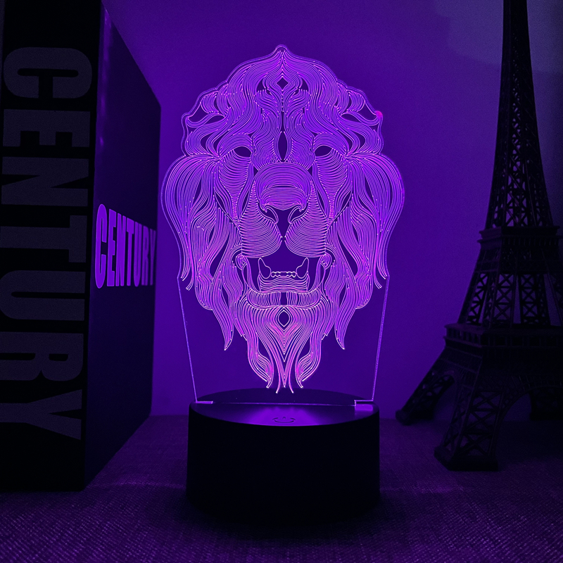 Creative 3d Night Light Lion Shape Usb Atmosphere - Temu