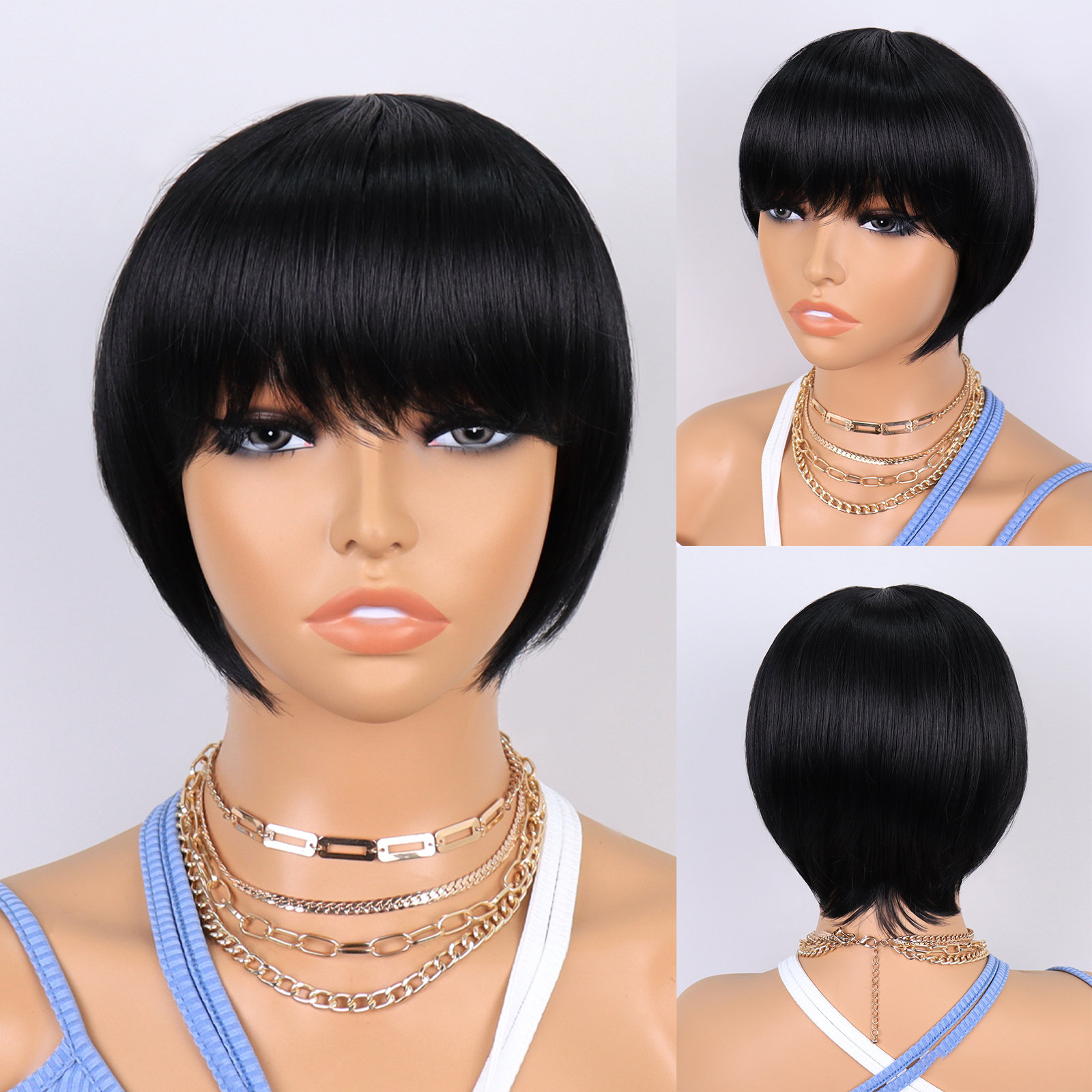 Wigs Bangs Women Straight Short Bob Wigs Natural - Temu