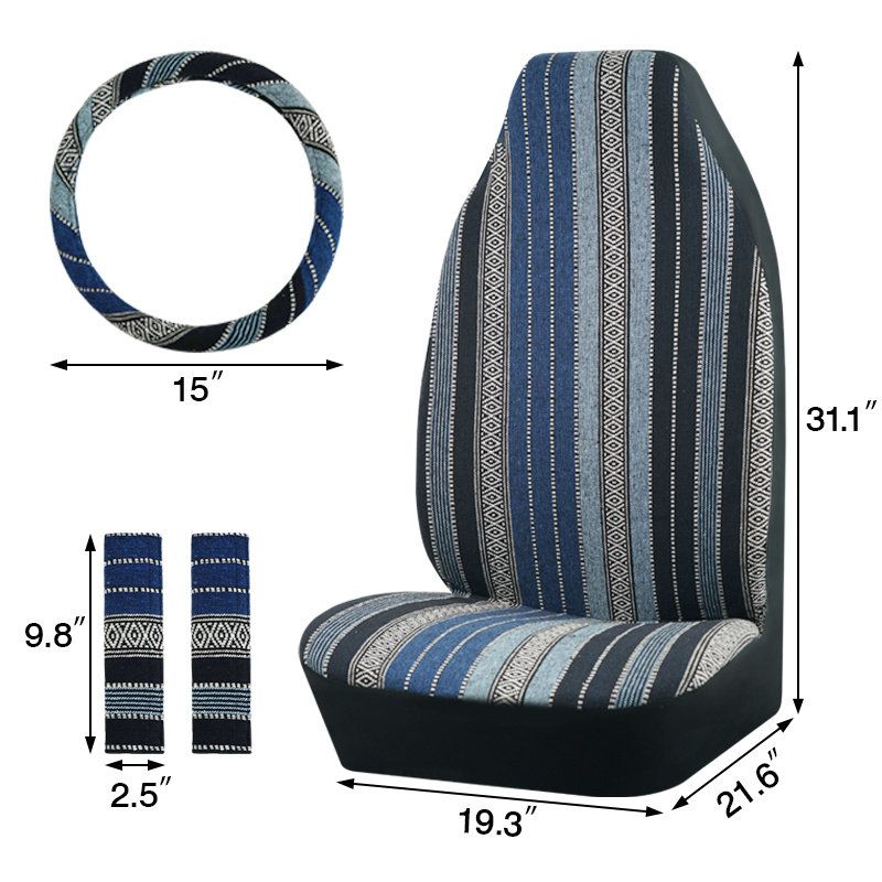 Upgrade Car Universal Black Blue Striped Car Seat Covers 2 5 - Temu Canada