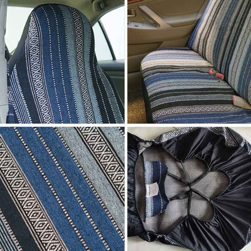 Upgrade Car Universal Black Blue Striped Car Seat Covers 2 5 - Temu Canada