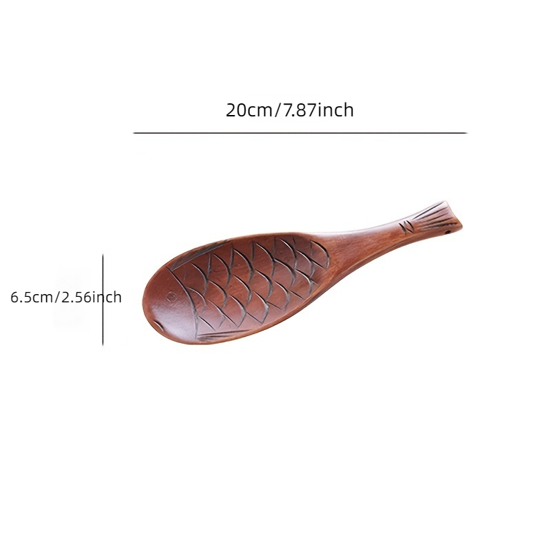 1pc 나무 식사 숟가락 가정용 물고기 모양의 쌀 숟가락 수프 숟가락 귀여운 만화 숟가락 주방 다목적 가제트 Temu