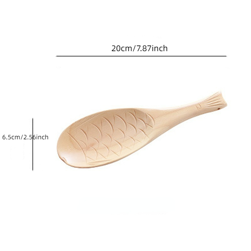 1pc 나무 식사 숟가락 가정용 물고기 모양의 쌀 숟가락 수프 숟가락 귀여운 만화 숟가락 주방 다목적 가제트 Temu