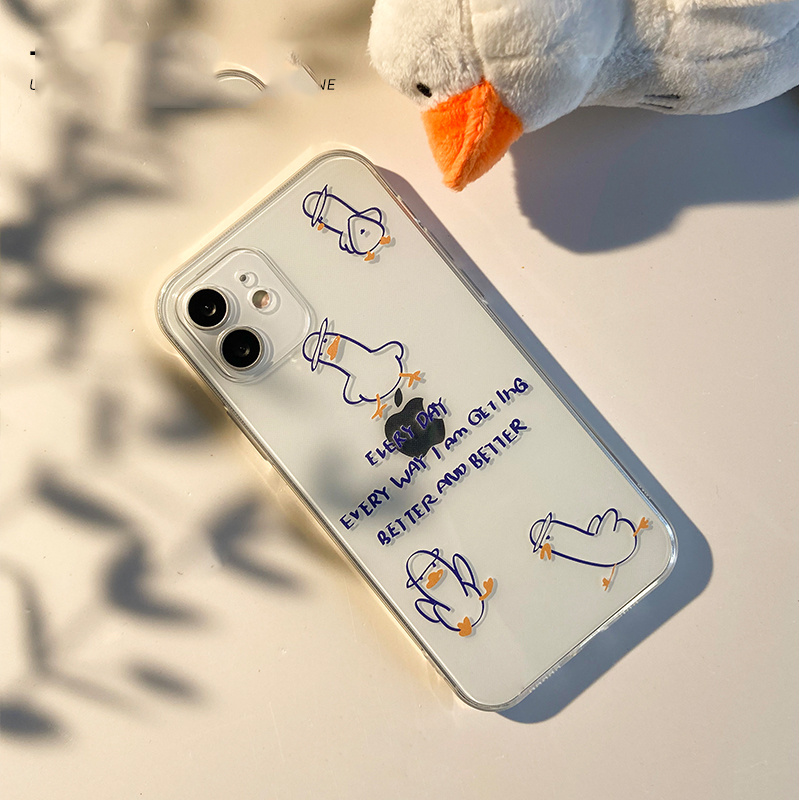 Happy Duck Printed Transparent Phone Case - Temu United Kingdom