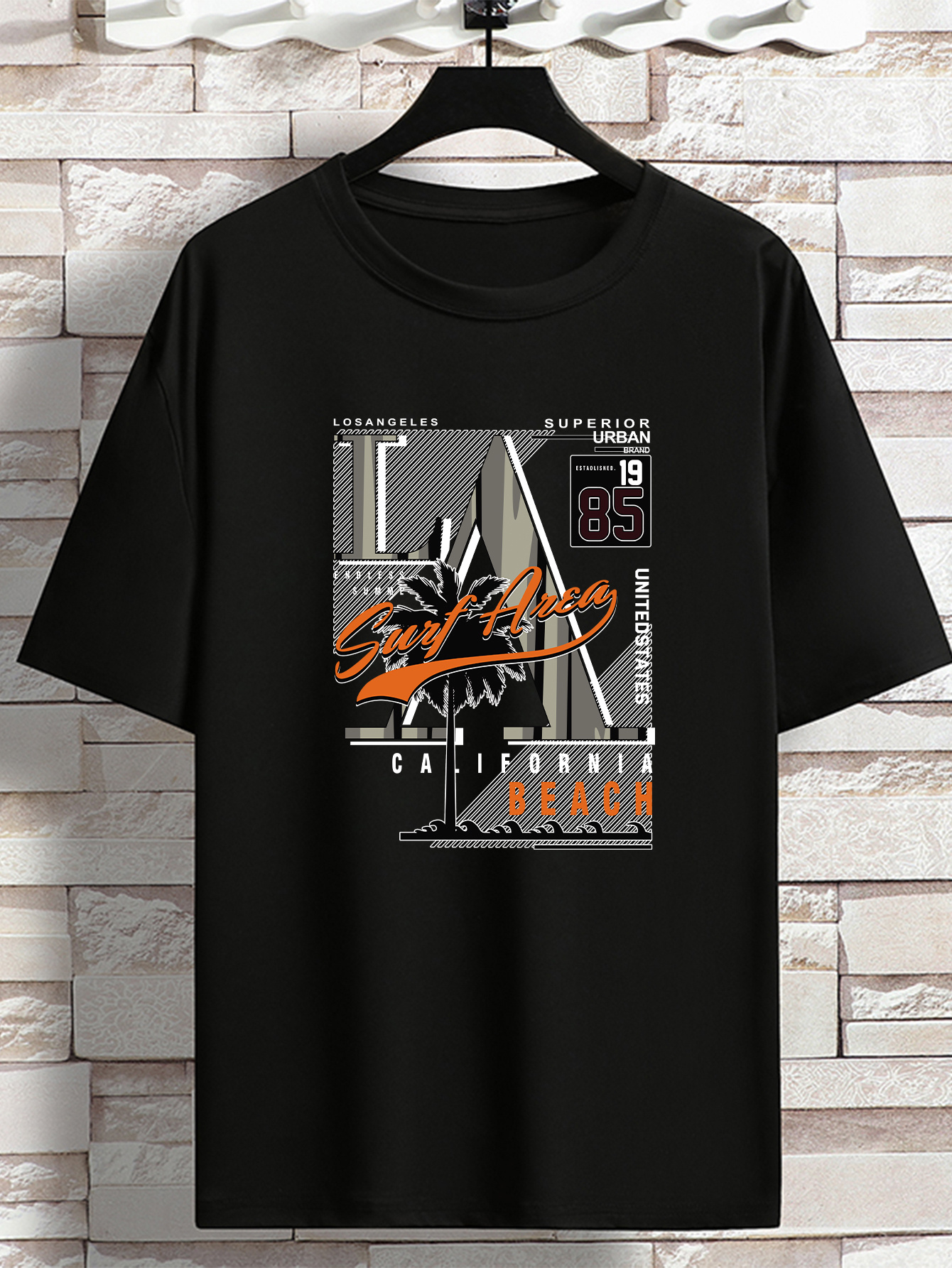 Mænds 'CALIFORNIA BEACH' tryk Løs T shirt overdimensionerede - Temu Denmark