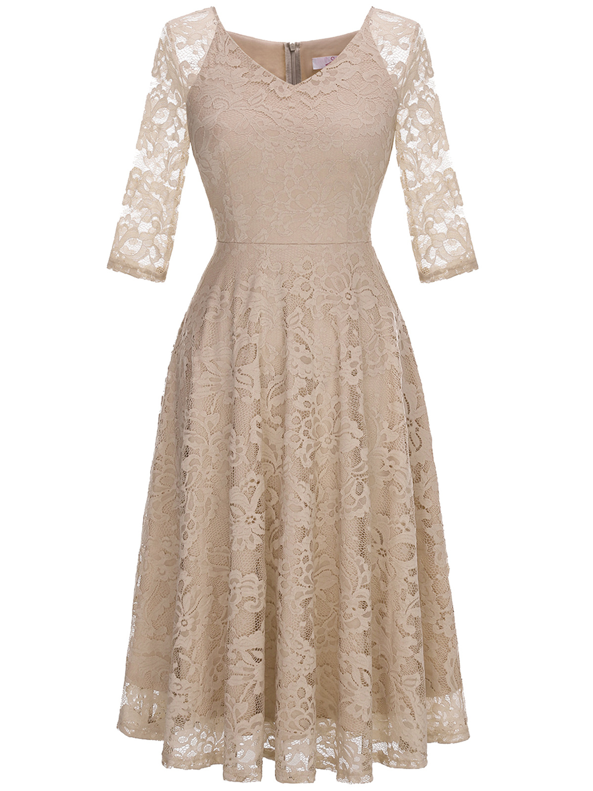 elegant lace a line dress v neck long sleeve dress party - Temu Canada