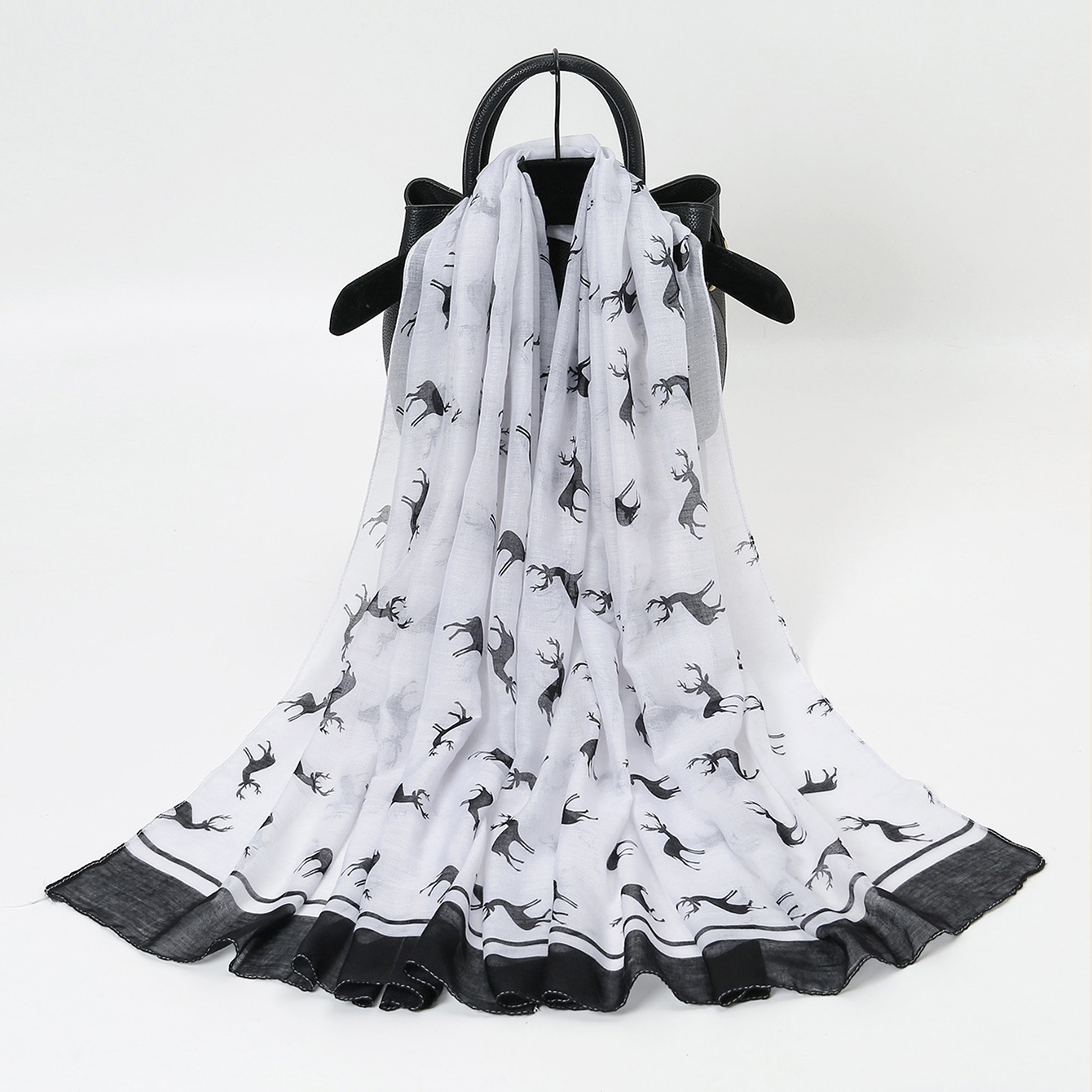 Elk Print Scarf Black White Double sided Elegant Large Shawl - Temu ...