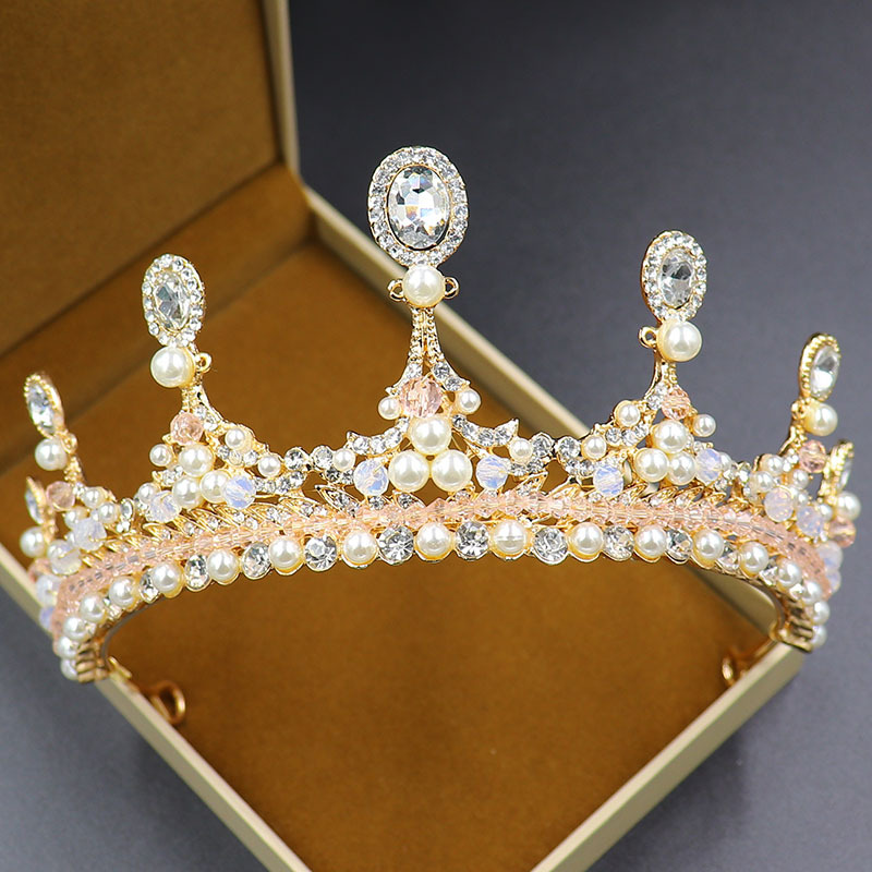 Bridal Tiara Handmade Faux Pearl Crown Princess - Temu United Kingdom