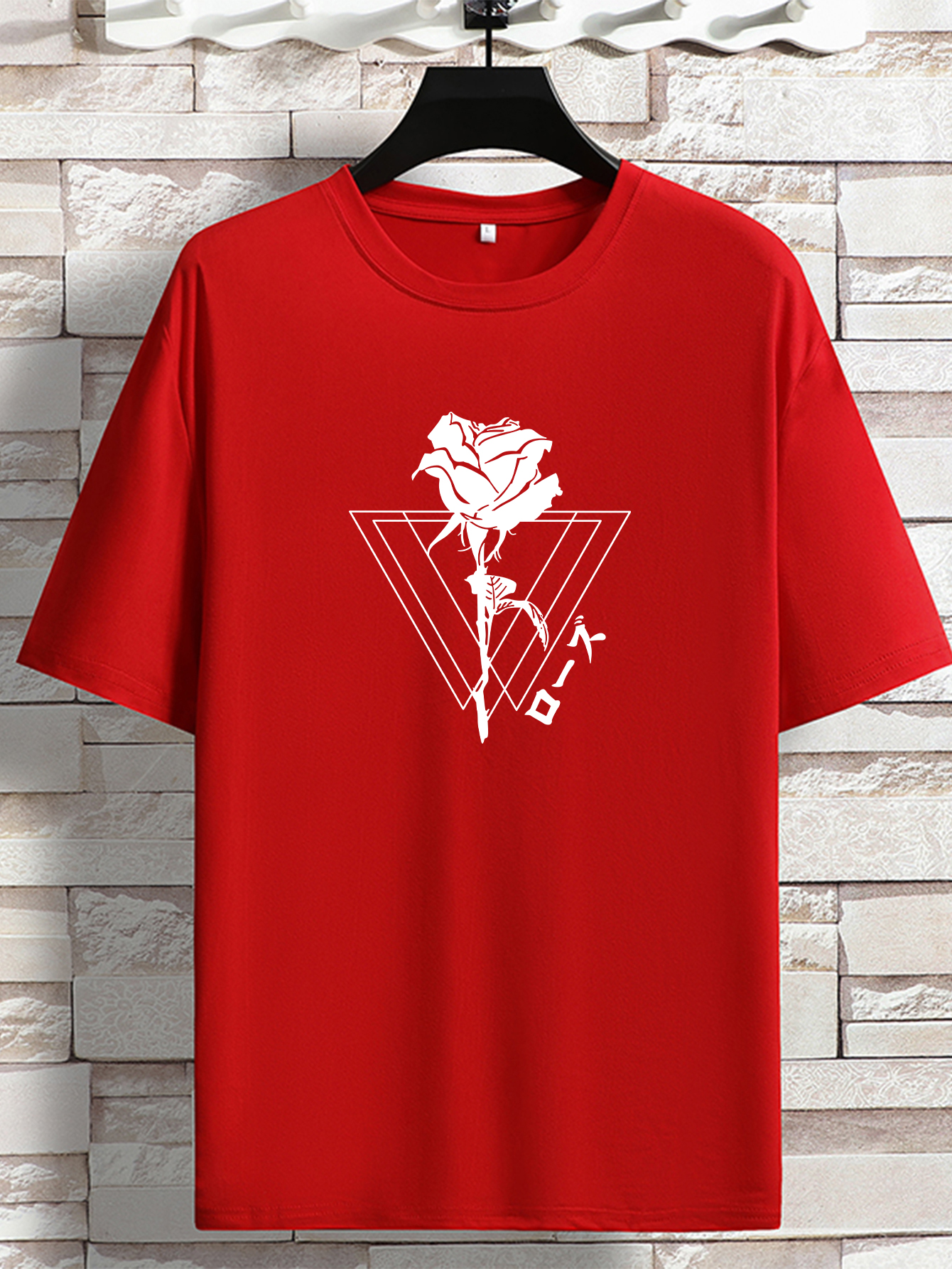 2023 's Rose Print Short Sleeve T shirt Crew Neck Top - Temu Norway